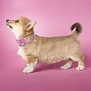 UP URARA PUP Valentine’s Day Dog Collar with Felt Flower, Valentine Flower Collar for Medium Girl Dog, Valentine’s Day & Wedding Gift Pet Collar, Cotton Collar with Metal Buckle, M, Neck 13.5-22in