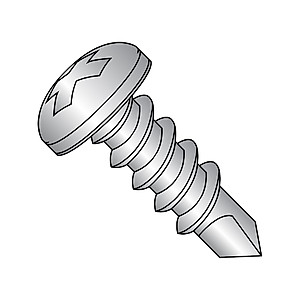 Small Parts 1016KPP410 410 Stainless Steel Self-Drilling Screw, Plain Finish, Pan Head, Phillips Drive, #3 Drill Point, #10-16 Thread Size, 1" Length (Pack of 25)