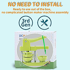 Happizza Button Maker Machine (3rd Gen) Installation-Free, 58mm (2.25in) DIY Pin Badge Button Maker Press Machine Badge Punch Press with Free 100pcs Button Parts&Pictures&Circle Cutter&Magic Book