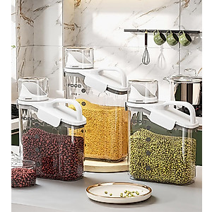 Livaprul Rice container storage tank, kitchen storage container, sealed food storage, sealed design measuring cup. With pouring port, suitable for oatmeal, grains, rice, flour (blue, 1600ML)