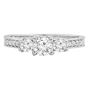 Dazzlingrock Collection 0.98 Carat (ctw) Round Diamond 3 Stone Ladies Vintage Bridal Engagement Ring 1 CT, 18K White Gold, Size 6