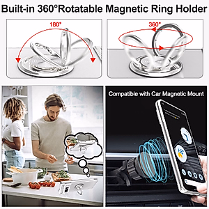 Tnarru Clear Compatible with Google Pixel 7 Pro Case with Magnetic Ring Holder Kickstand [Non-Yellowing] Transparent TPU Slim Thin Shockproof Protection Pixel 7 Pro Phone Case -Silver