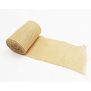 8 inch wide by 60 feet long tight weaved burlap tree plants wrap for protection ribbon | high density finished edges country style indoor outdoor table runner