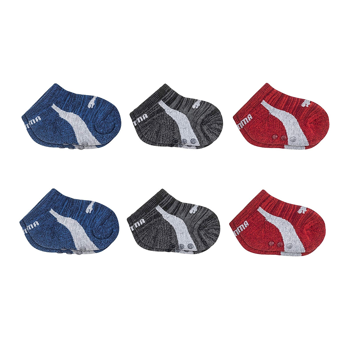 PUMA Baby 6 Pack No Show Socks, Navy, 2-4T