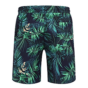 COOFANDY Men Swim Trunks 9 Inch Inseam Bathing Suit Hawaiian Beach Shorts Pocket