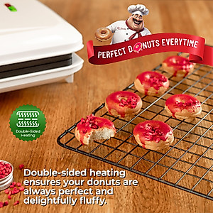 Mercucci Mini Donut Maker - Non Stick Donut Maker Machine from Home with Squeeze Bottle for Batter & Recipie Book, Double Sided Heating Mini Donut Maker Machine, 16 Mini Donuts For Home Baking