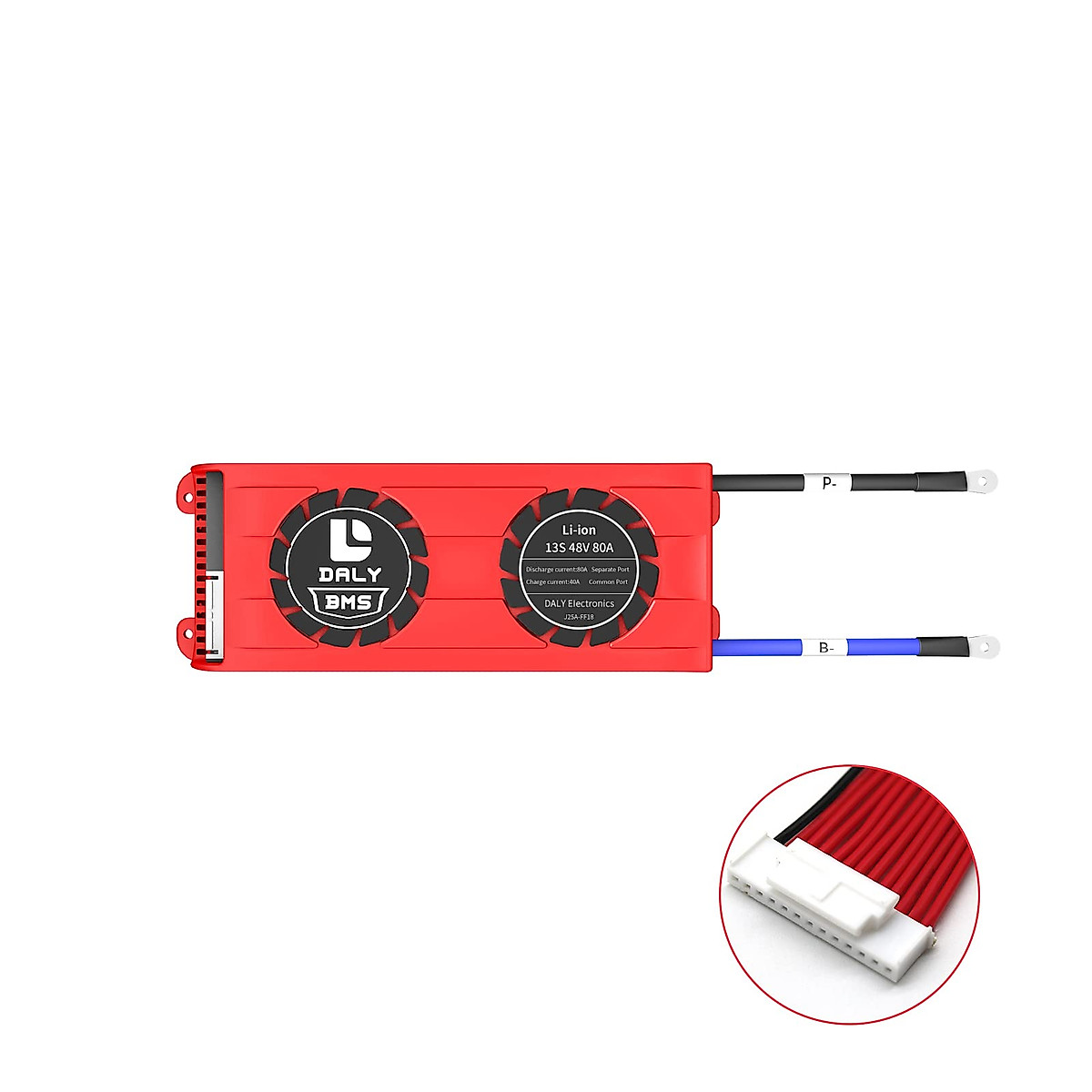 DALY BMS 13S 48V 80A Li-ion Battery Protection Module PCB Protection Board with Balance Leads BMS for 18650 Battery Pack 48V(Standard BMS,80A Fan)
