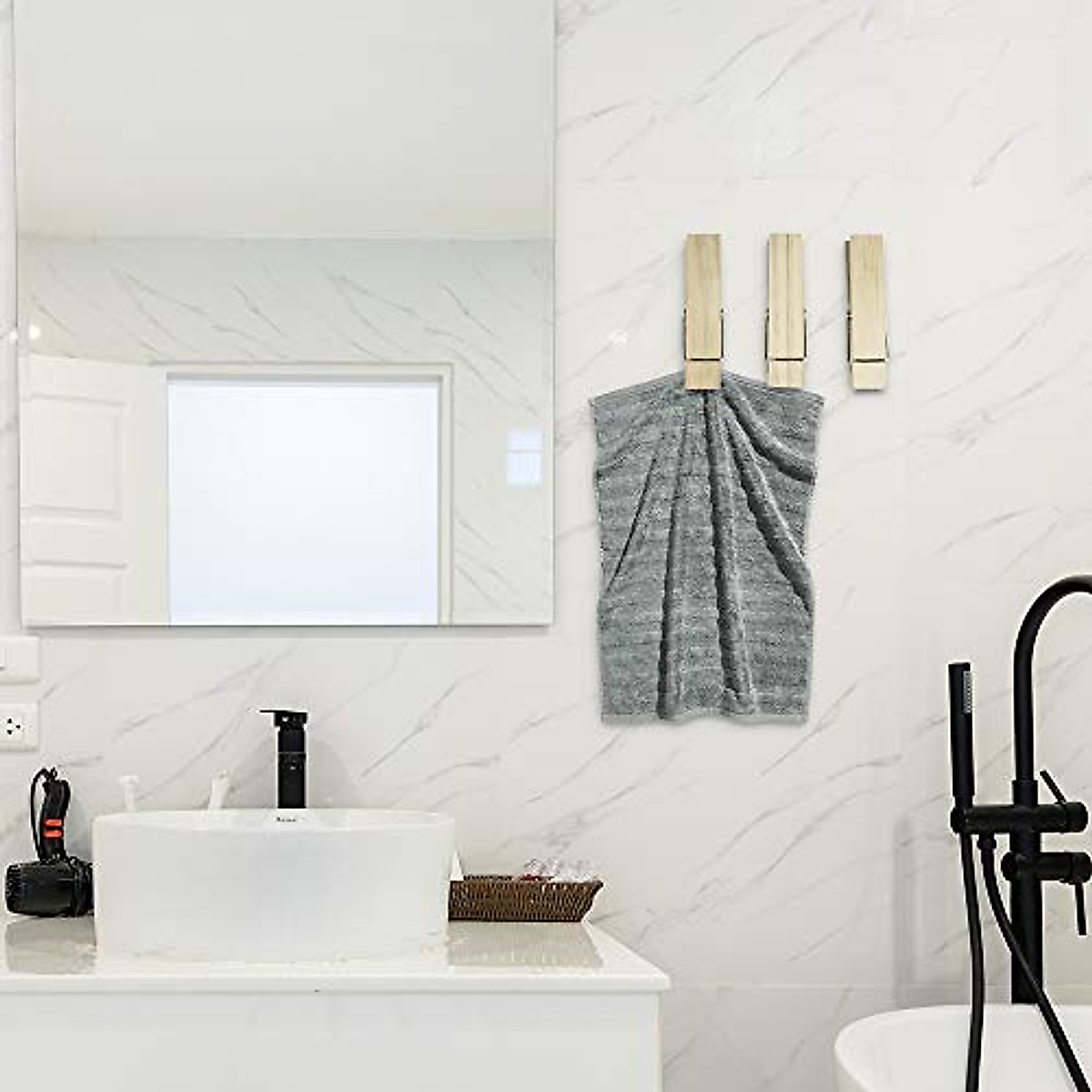 RIVERKING big/giant clothes pins,natural wooden craft clips,photo wooden clips for photo paper diy,wedding and bathroom decoration(6pcs,6 inch)