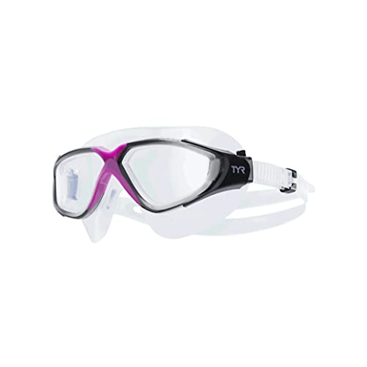 TYR Rogue Femme Swim Mask Adult Fit, Clear/Purple/Grey