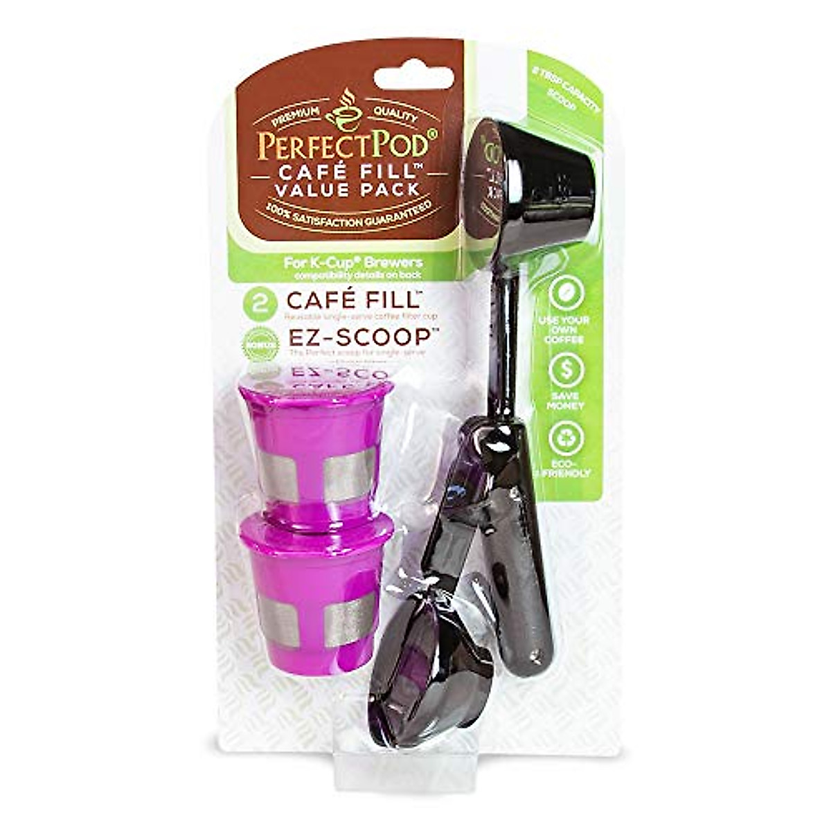 Cafe Fill Value Pack by Perfect Pod - Reusable K Cup Coffee Pod Filters & Coffee Scoop, Compatible with Keurig K-Duo, K-Mini, 1.0, 2.0, K-Series and Select Single Cup Coffee Makers