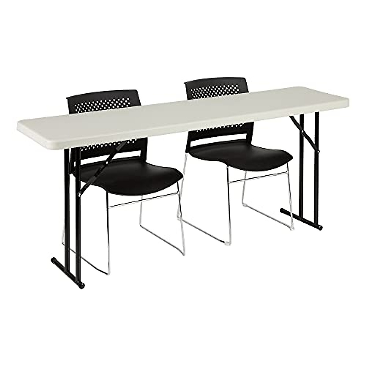 Norwood Commercial Furniture 6' Indoor/Outdoor Folding Training Table, Rectangular Blow-Molded Plastic Folding Training and Event Table, Gray