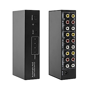 HONONJO AV SWITCHER 4 Way Converter Video Audio Selector for TV with Remote Control Video Switch Box （Electrical Volts: 110V）