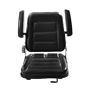 Black Universal Seat, Replacement Forklift Seat Garden Tractor Seat Universal Lawn Mower Seat Tractor Suspension Seat with Adjustable Backrest