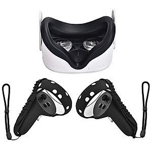 XIAOGE Controller Accessories for Quest 2 with Face Cover Combo, VR Headset Accessory Sweatproof Anti Collision