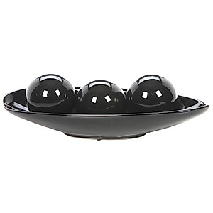 Hosley Decorative Bowl and Orb Set. Ideal Gift for Weddings Special Occasions and for Decorative Centerpiece in Your Living Dining Room (Black)