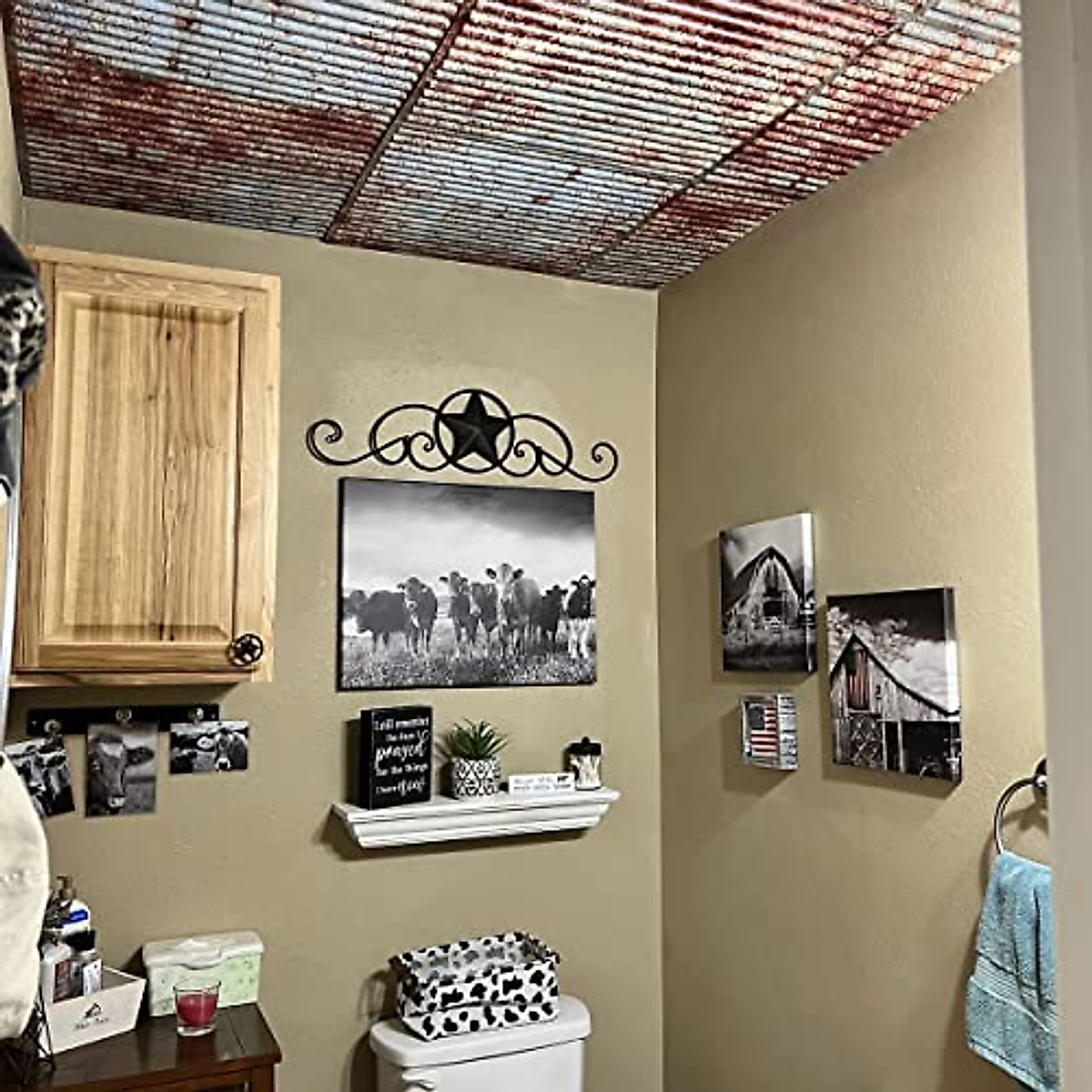 From Plain To Beautiful In Hours 261 Ridged Metal PVC 2' x 4' Lay-in Ceiling Tile (Covers / 400 sq.ft), Old Tin Roof, 50 Piece