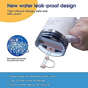 LAEUZN Silicone Stanley Spill Stoppers for Stanley Cup - Leak Stopper Compatible with H2.0&1.0, 30oz/40oz Tumblers, Includes 2 Straw Cover Sets, 2 Square Spill-Proof Stoppers and 2 Round Leak Stoppers