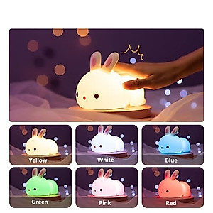 Dimanito Cute Kids Night Light Night Lamp Night Lights for Kids Bedroom Toddler Baby Portable Silicone Battery Led Nightlight Nursery (Cute Bunny)