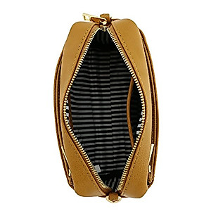 FashionPuzzle Triple Zip Small Crossbody Bag (Dark Mustard)