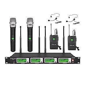 GTD Audio 4x800 Selectable Frequency Channels UHF Diversity Wireless Hand-held/Lavalier/Lapel/Headset Microphone Mic System 400fts
