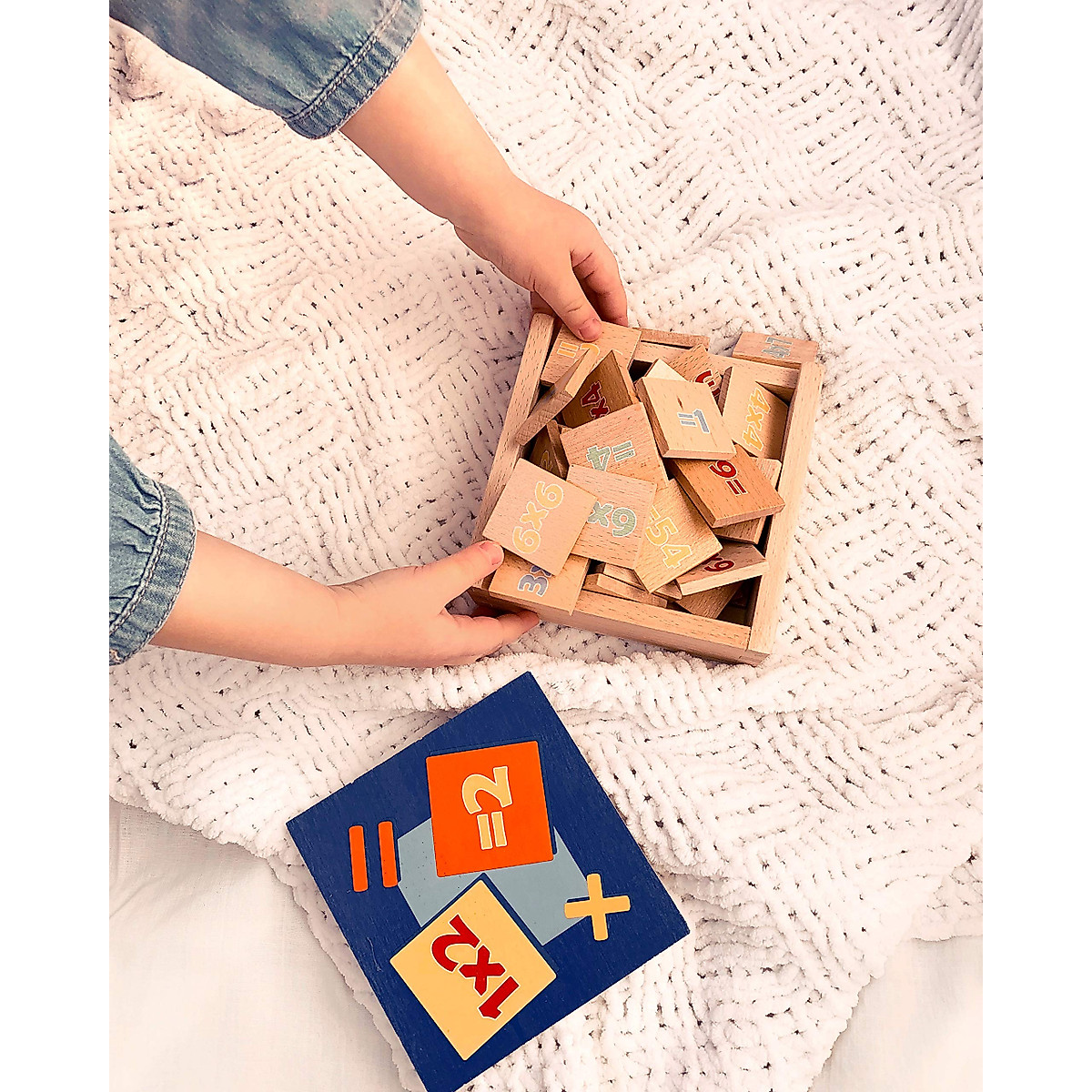 Ignite Inspire Improve Matching Game for 3 to 6 Year olds Memory Game for Boys and Girls Non Toxic Wooden Educational Toy for Toddlers Preschool Games 3-6 Age (Multiplication)