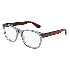 Gucci 0004O 004 Transparent Light Grey Plastic Square Eyeglasses 53mm