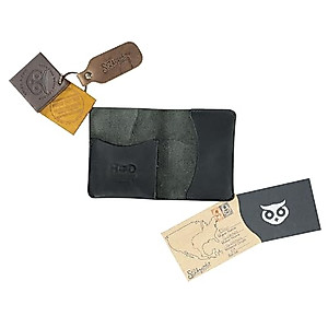 Hide & Drink, Bifold Card Holder Handmade from Full Grain Leather, Credit Card Storage, Money Organizer, Cash Case, Minimalist Wallet :: Charcoal Black