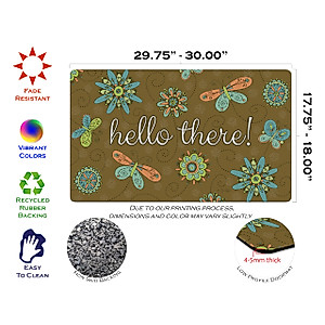 Toland Home Garden 800349 Hello Flowers and Butterflies- Brown Welcome Door Mat 18x30 Inch Floral Outdoor Doormat for Entryway Indoor Entrance