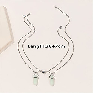 2Pcs Luminous Crystal Point Couple Matching Pendant Necklace Glow in the Dark Fluorescent Stone Necklace for Women Men Boy Girl Teen Jewelry-A g