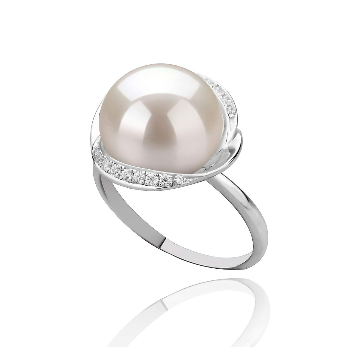 Wendy White 11-12mm AAA Quality Freshwater 925 Sterling Silver Cultured Pearl Ring For Women - Size-8