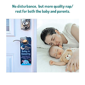 Funplus Baby Sleeping Sign - Do Not Knock or Ring - Plastic Door Knob Hanger Sign
