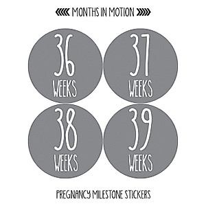 Months In Motion Weekly Pregnancy Growth Sticker | Week to Week Pregnant Expecting Photo Prop | Maternity Keepsake | Baby Bump | Weekly Stickers Photo (Set of 36 Stickers)