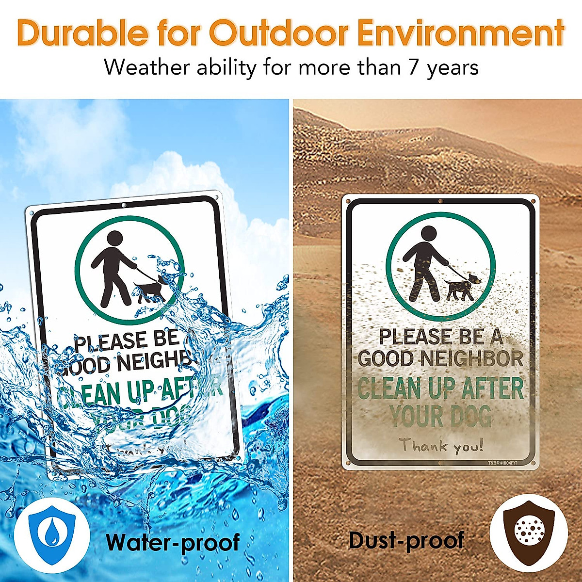 Please Be A Good Neighbor Clean Up After Your Dog Sign, 14 x 10 x 0.04 inch Aluminum Metal Sign, UV Protected, Waterproof, Weather/Fade Resistant, 6 Pre-drilled Holes, Use for Garden Yard Signs