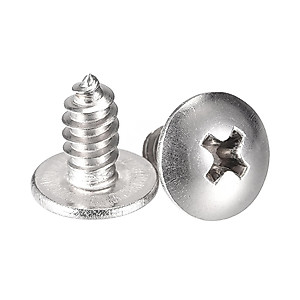 uxcell Phillips Head Self Tapping Screws, #10 x 3/8" 304 Stainless Steel Wood Sheet Metal Screw 50pcs