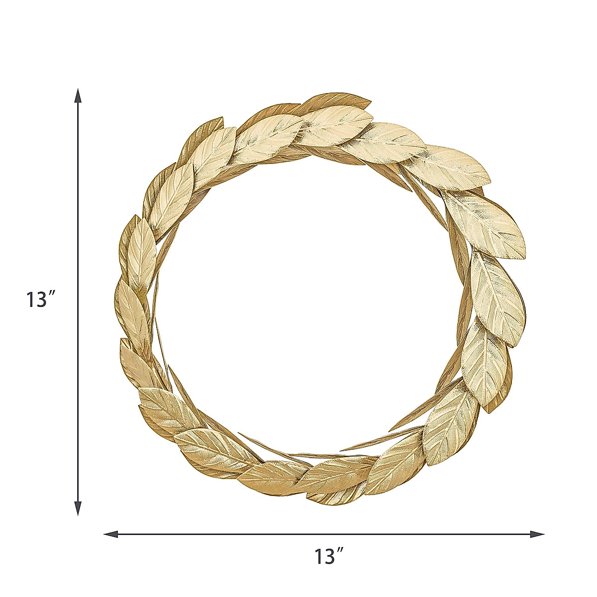 Gold Leaves Metal Wreath Wall Decor for Front Door,13 inch Door Wreath for Christmas,Window,Wedding,Party Decoration