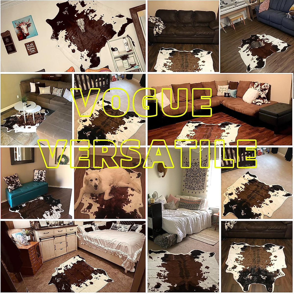 townssilk Cow Print Rug 4.1x4.5 Feet faux Cow hide rug Animal printed area rug carpet for home