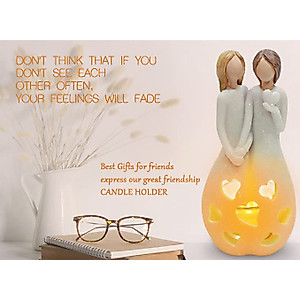 for Sister - Birthday Gifts from Sister, Best Friend Friendship Gifts for Women, Candle Holder W/Flickering Led Flameless Candle
