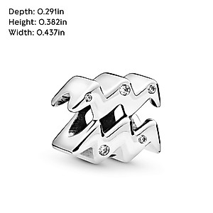 Pandora Sparkling Aquarius Zodiac Charm - Compatible Moments Bracelets - Jewelry for Women - Gift for Women in Your Life - Made with Sterling Silver & Cubic Zirconia, No Gift Box