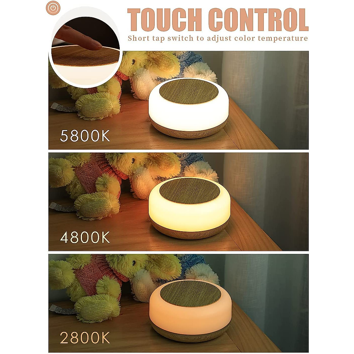 LANAFARA Nursery Night Light, Baby Night Light with Dimmable 3 Color Light LED Bedside Touch Lamp for Kids Breastfeeding Nightstand Light