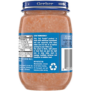 Gerber 3rd Foods Natural for Baby Grain & Grow Baby Food Jar, Pear Peach Oatmeal, Made with Natural Fruit & Vitamin C with Advanced Texture, 6 OZ Glass Jar (Pack of 12)