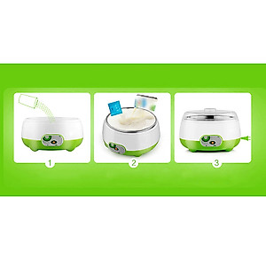 DENESTUS 1L Automatic Yogurt Maker with Stainless Steel Inner Pot for Home Organic Yogurt, Cheese Maker, Fruit Wine Maker （Green 110V）