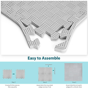 Gym Flooring Puzzle Exercise Mats: Sportneer 1/2" Thick 12" x 12" Interlocking Floor Mats EVA Foam Exercise Tiles for Home Gym Fitness Equipments with Border Waterproof Workout Anti-Slip Mat 12 Sqft