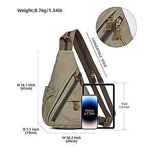 Canvas Sling Bag - Small Crossbody Backpack Shoulder Casual Daypack Rucksack for Men Women Outdoor Cycling Hiking Travel