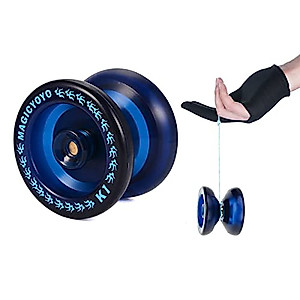 MAGICYOYO Responsive YoYo K1-Plus with Bag, Strings, Glove - Gift for Kids Beginners (K1-Dark Blue)