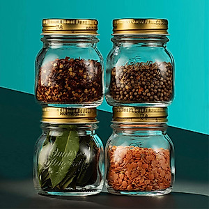 Bormioli Rocco Quattro Stagioni set of 4 Clear Airtight Mason Jars, 5 Oz. Made from BPA Free Durable Glass, Made In Italy.