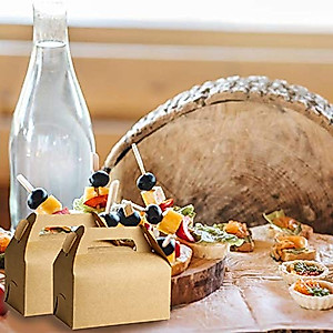 Lorpect Treat Boxes 30 Pack Brown Kraft Paper Gable Gift Boxes - Goodies Favor Box for Kids' Birthday Party, Wedding, Baby Shower (big, yellow)