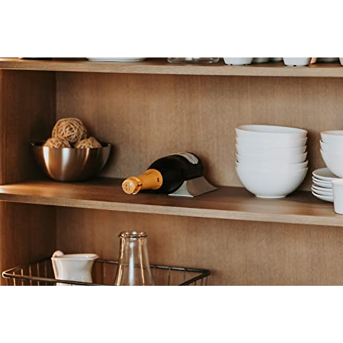 Winebars | The Tiny countertop Wine Rack That Also fits in The Refrigerator (Natural Silver)