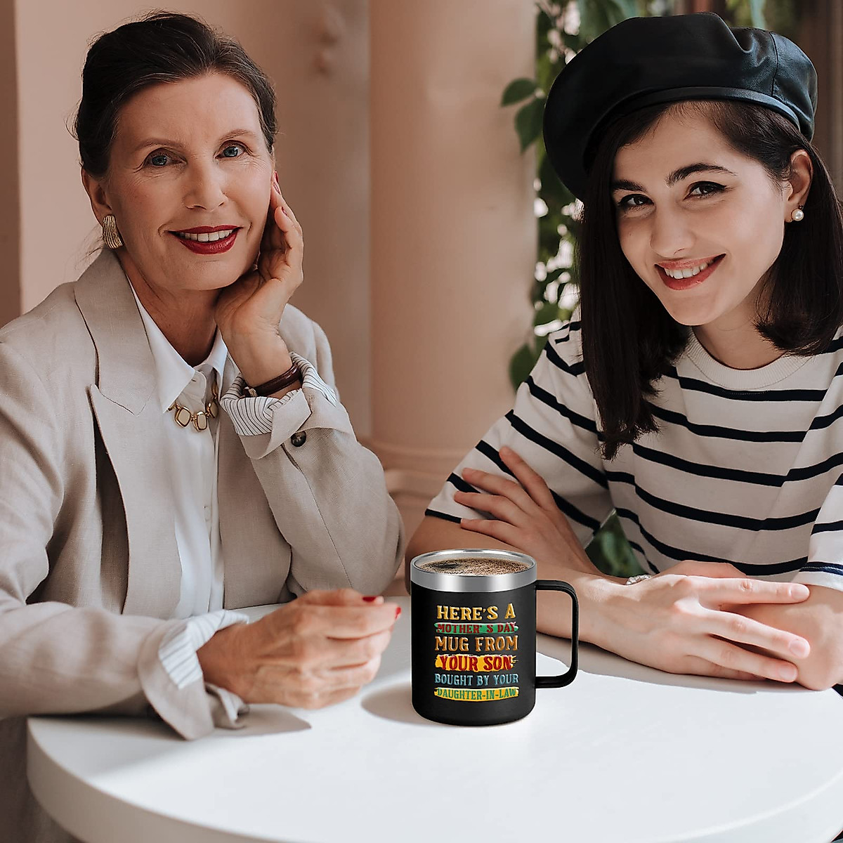 GINGPROUS Mother-In-Law Gifts, Here Is Mother's Day Mug From Your Son Travel Mug Mothers Day Gifts for Mother in Law from Daughter in Law for Mother New Mom to Be, 12Oz Insulated Coffee Mug, Black