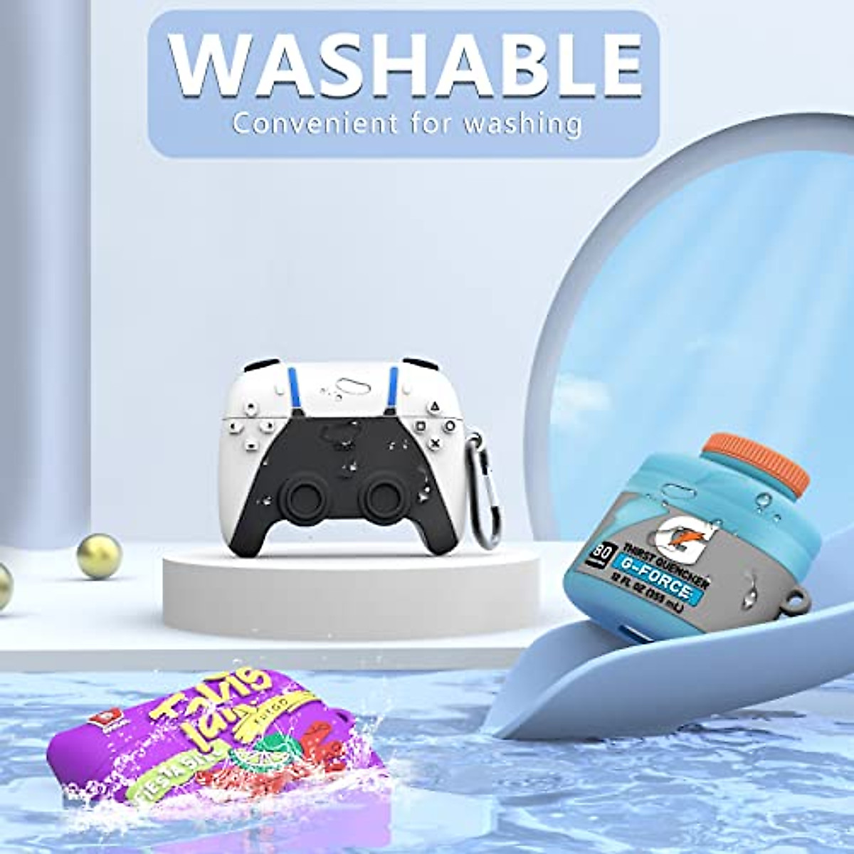 (3 Pack) Cute Airpod Case for Airpods Pro,3D Kawaii Silicone Cartoon Funny Cool Protective Cover Accessories for Apple Air pod Pro Charging Case for Girls Boys (Bubble Gum+Sport Water+Game Controller)