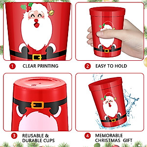 Umigy 100 Pcs Plastic Christmas Party Cups 12 oz Reusable Xmas Santa Elf Drinking Cups Disposables Merry Christmas Coffee Cups for Coffee Hot Chocolate Beer Ice Cream Christmas Party Supplies